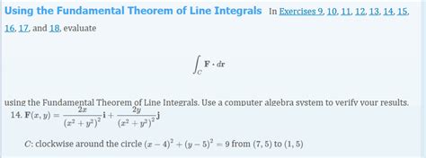Solved Using The Fundamental Theorem Of Line Integrals In Exercises