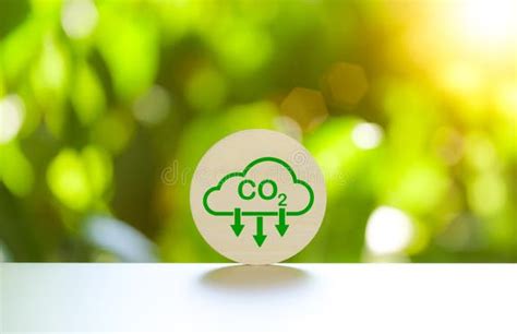 Reduce Co2 Emissions Concept Carbon Reduction Icon On Wooden Block For