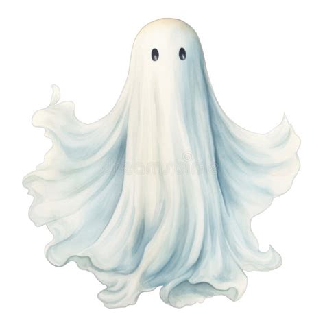 A Watercolor Illustration Of A Friendly Ghost Stock Illustration