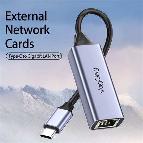 Veggieg C型至rj45以太网适配器10 100 1000mbps铝合金usb C 3 0至以太网局域网适配器转换器