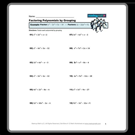Factoring Polynomials Worksheet Library — Mashup Math