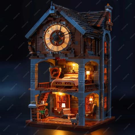 Stylish Brick Clock Tower In A Brightly Lit Room Perfect For A Cozy