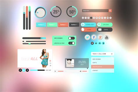 Colorful Flat Ui Kit Psd File Download Psd