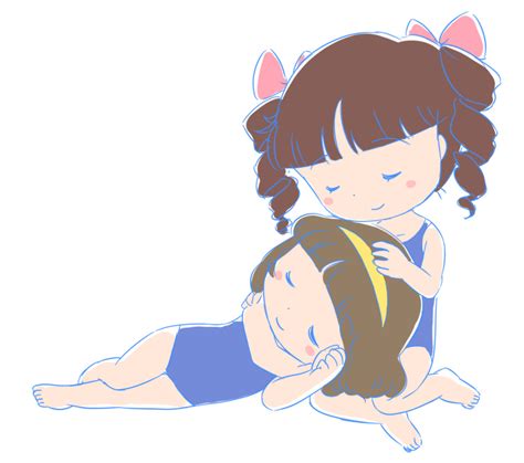 Safebooru 2girls Blue One Piece Swimsuit Blue Swimsuit Blunt Bangs