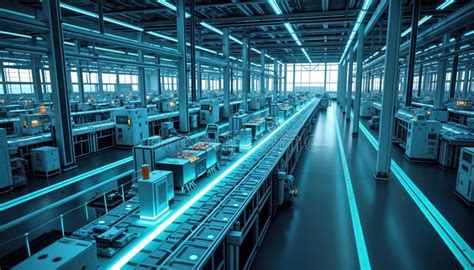Modern Tech Factory With Automated Production Lines Iiot Devices