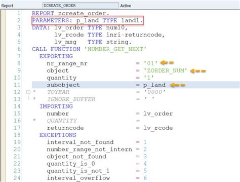 Number Range Object 3 Sapcodes