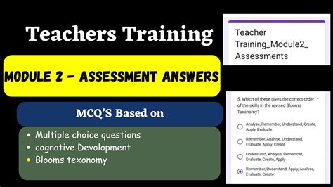 Teachers Training Module 2 Assessment Answers Youtube