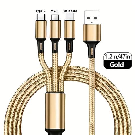 3 In 1 Cables Phone Charger Cord Ac To Phone Type Cmicro Nylon