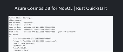 Quickstart Azure Cosmos Db For Nosql And Azure Sdk For Rust Code