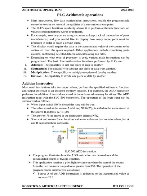 Plc Arithmetic Operations Pdf Programmable Logic Controller Computing