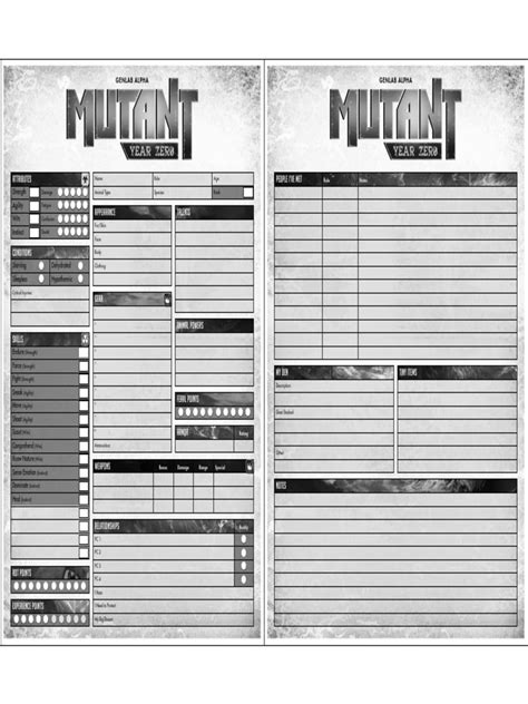 Genlab Alpha Character Sheet Pdf Leisure