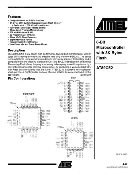 89c52 At89c52 Atmel Corporation