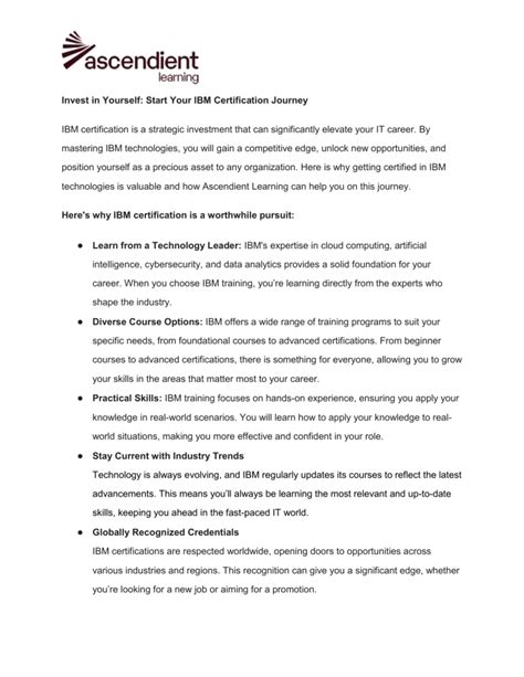 Ibm Certification Invest In Your It Career With Ascendient Learning