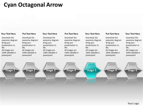 Ppt Consecutive Flow Process Charts Of Cyan Octagonal Arrow Stages