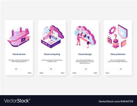 isometric cloud service data protection ux ui vector image