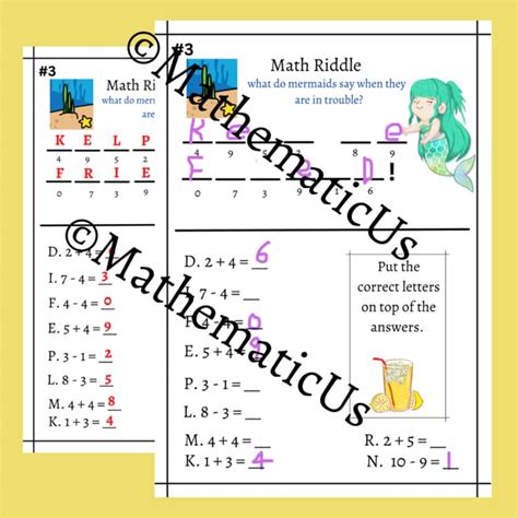 Xmasjuly1 Addition And Subtraction Up To 10 Riddles By Mathematicus