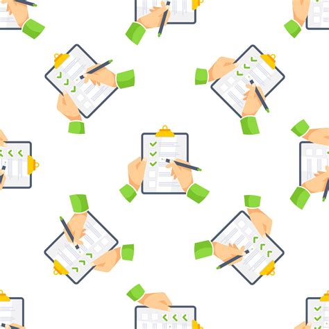 Hands Completing Checklist On Clipboard Seamless Pattern Background 59335048 Vector Art At Vecteezy