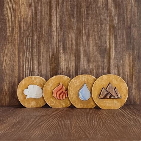 Four Elements Art Set Earth Air Fire Water Etsy