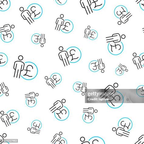 Person With Pound Sign Seamless Pattern Line Icons On White Background