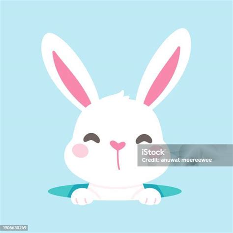 A Cartoon Bunny Hiding Behind Colorfully Decorated Easter Eggs During