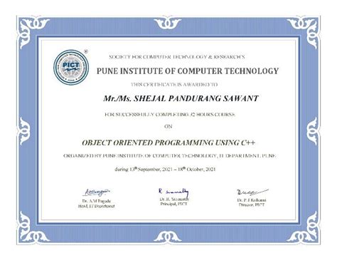 shejal sawant on linkedin oop c puneinstituteofcomputertechnology