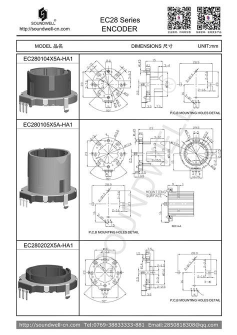 Ec28 Rotary Incremental Encoder 28mm Rotary Incremental Encoder Data