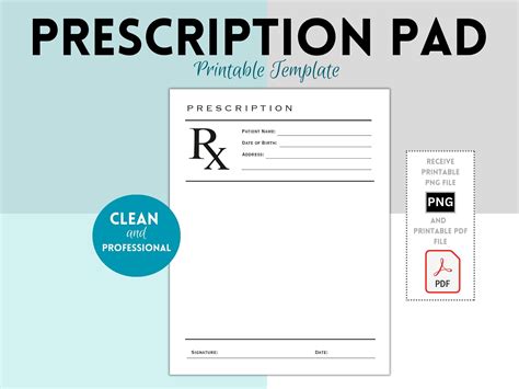 Prescription Pad Template Rx Prescription Notepad Template Prescription Form Doctor