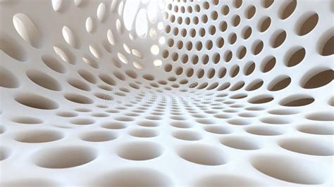 Abstract White Structure With Circular Holes Creating A Modern Pattern Stock Illustration
