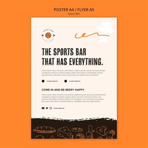 Free Psd Flat Design Sports Bar Template