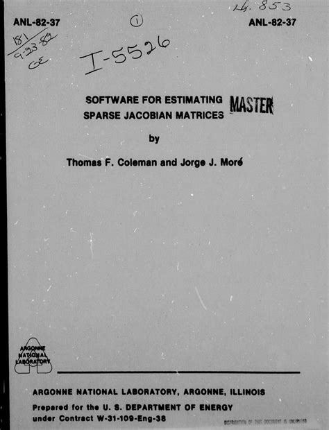 Software For Estimating Sparse Jacobian Matrices Unt Digital Library