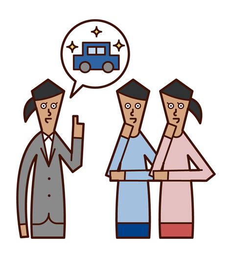 새 차를 구입하는 일러스트에 대해 문의하는 커플 무료 일러스트 소재집 Kukukeke