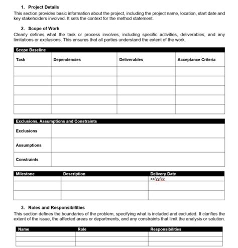 Method Statement Template For Word Free Download