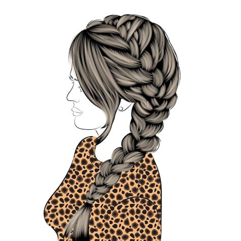 Premium Vector Cute Girl With Braid Illustration
