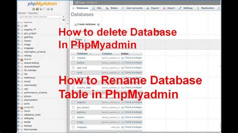 Phpmyadminhow To Delete Database In Phpmyadmin How To Rename Database Table In Phpmyadmin