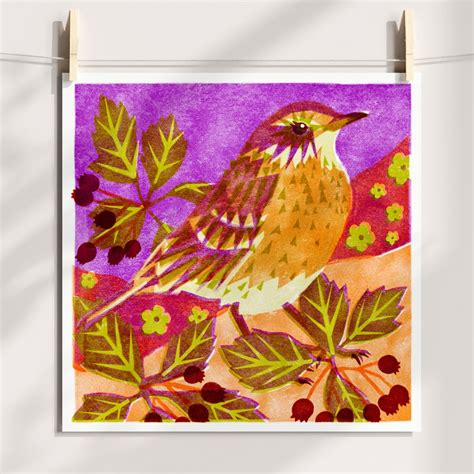 American Pipit Print American Pipit Botanical Art Bird Print Bird