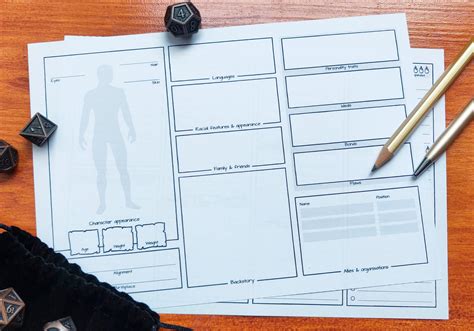 Simplified Character Sheet A Dnd E Pdf Fillable Male And Female Etsy