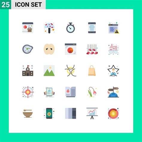 25 Universal Flat Color Signs Symbols Of Browser User Compass Smartphone Interface Editable