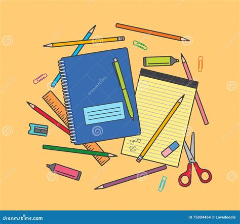 Notebook Eraser Pencils Ruler Abd Back To Cartoon Vector 57366241