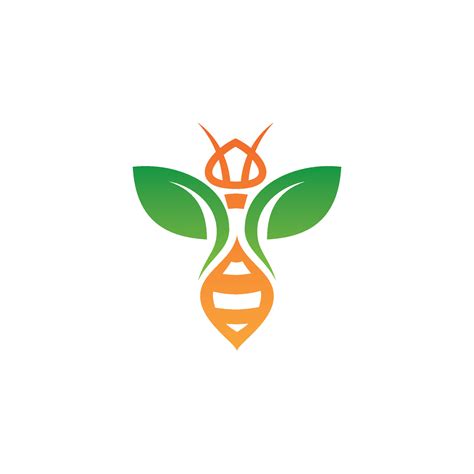 Bee Leaf Farming Logo Bee Flower Icon Honey Bee Label Honey Bee Brand Herbal Shop Health