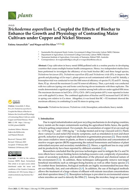 Pdf Trichoderma Asperellum L Coupled The Effects Of Biochar To