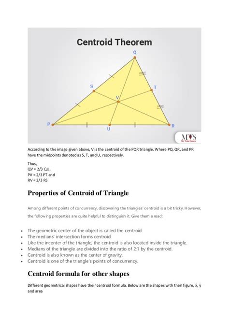 Centroid Of A Triangle Formula Properties And Example Questionspdf