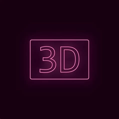3d Movie Neon Icon Theater Ruby Color Neon Ui Ux Icon Theater Sign