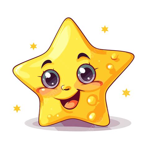 Yellow Star Vector Sticker Clipart Cartoon Star With Eyes And Smile On