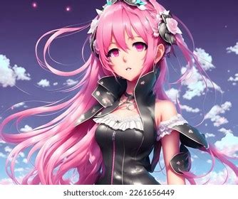 Anime Style Wallpaper Pink Hair Girl Stock Illustration Shutterstock