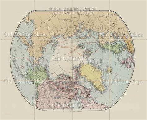 Map Of The Countries Round The North Pole Circa 1898