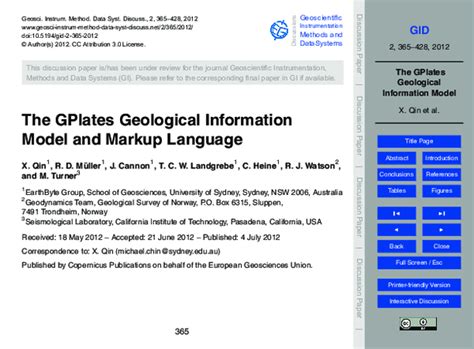 Pdf The Gplates Geological Information Model And Markup Language