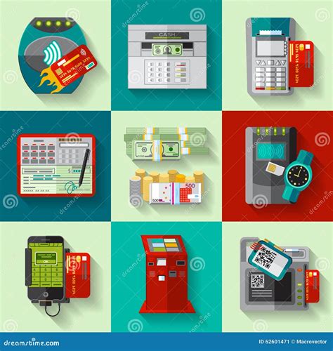 Payment Methods Flat Icons Set Stock Vector Illustration Of Marketing
