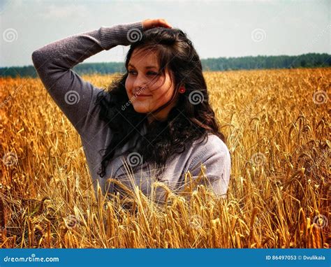 Girl Among Corn In The Field Stock Image Image Of Attractive Girl