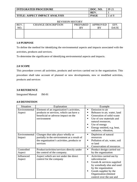 Ip 21 Aspect Impact Analysis Pdf Risk Risk Assessment