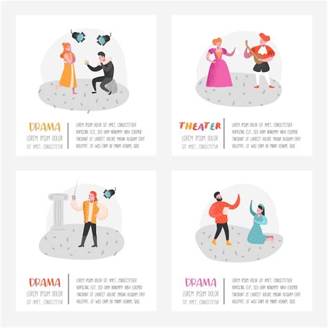 Premium Vector Theater Actor Characters Set